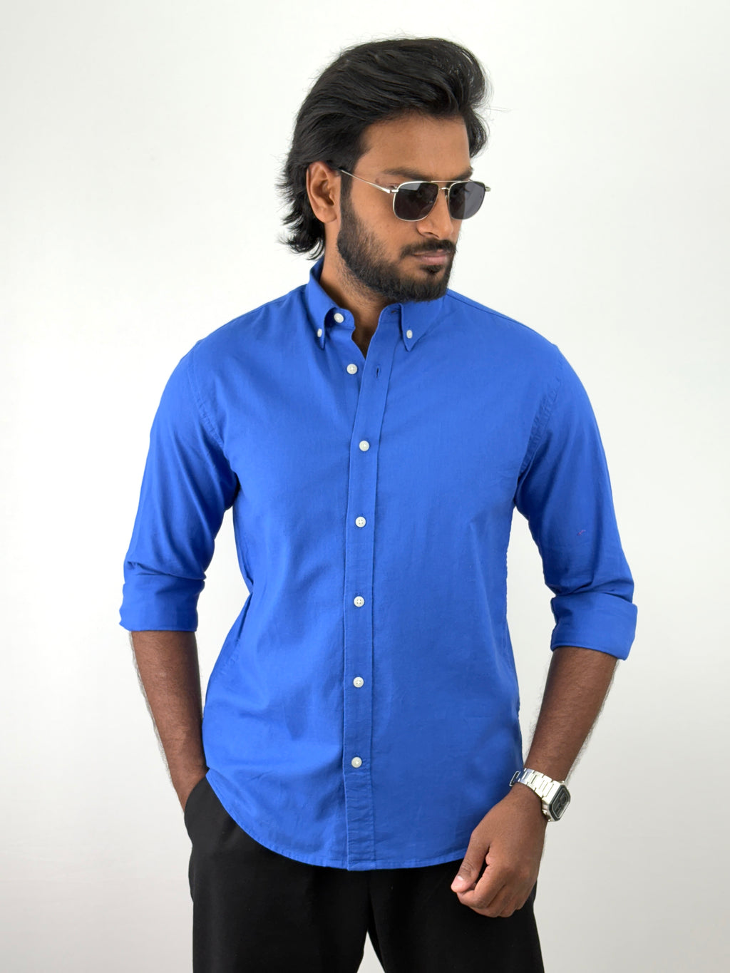 Royal Blue Linen Shirt