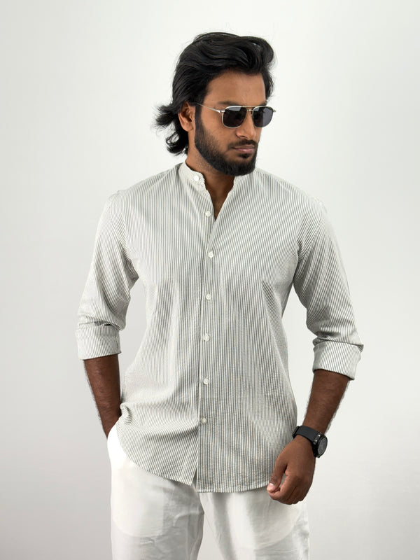 Grey Mandarin Collar Shirts