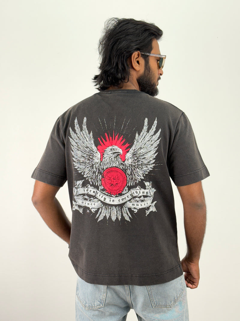 Dark Grey Acid Wash Oversized T-Shirt